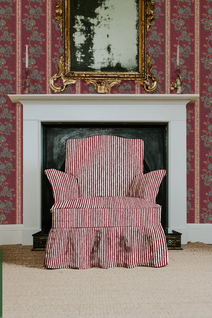 Somborne Stripe Wallpaper / Merlot Samples – Inchyra