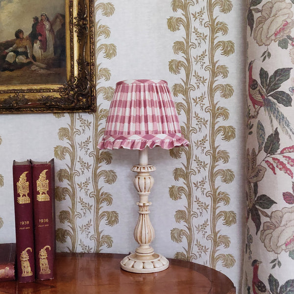 Inchyra X Imogen Pope Vintage Check Raspberry Linen Lampshade